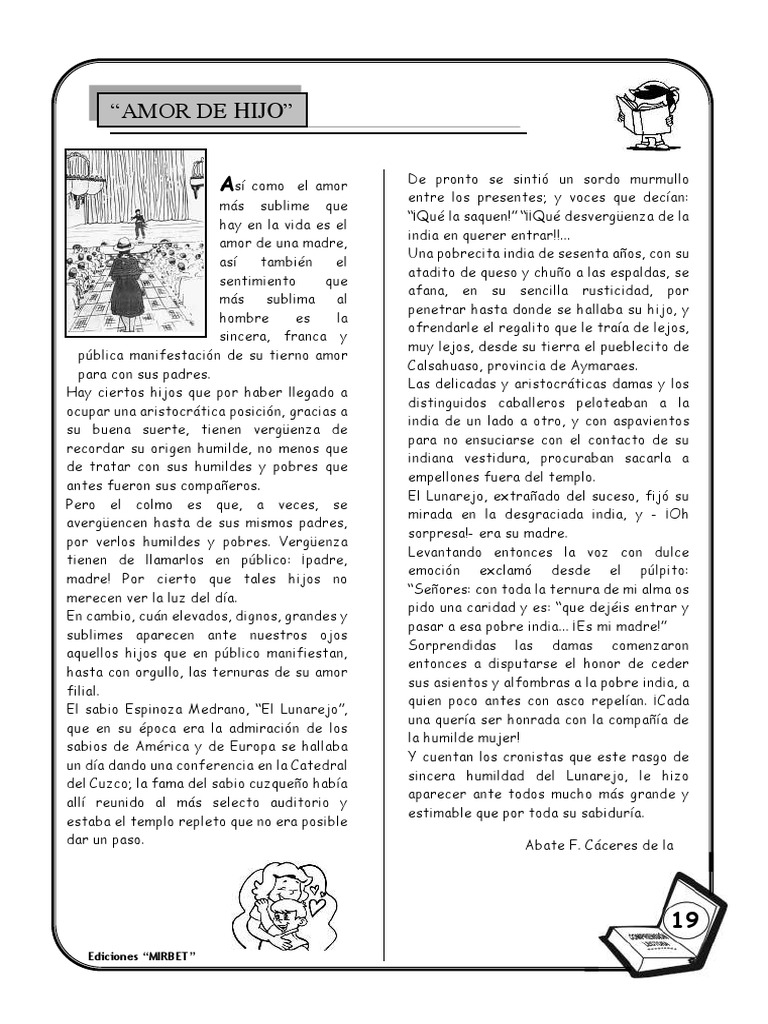 5 Comprensión Lectora - Amor de Hijo | PDF