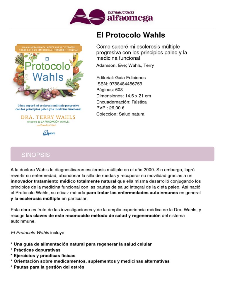 El Protocolo Wahls: Sinopsis | PDF