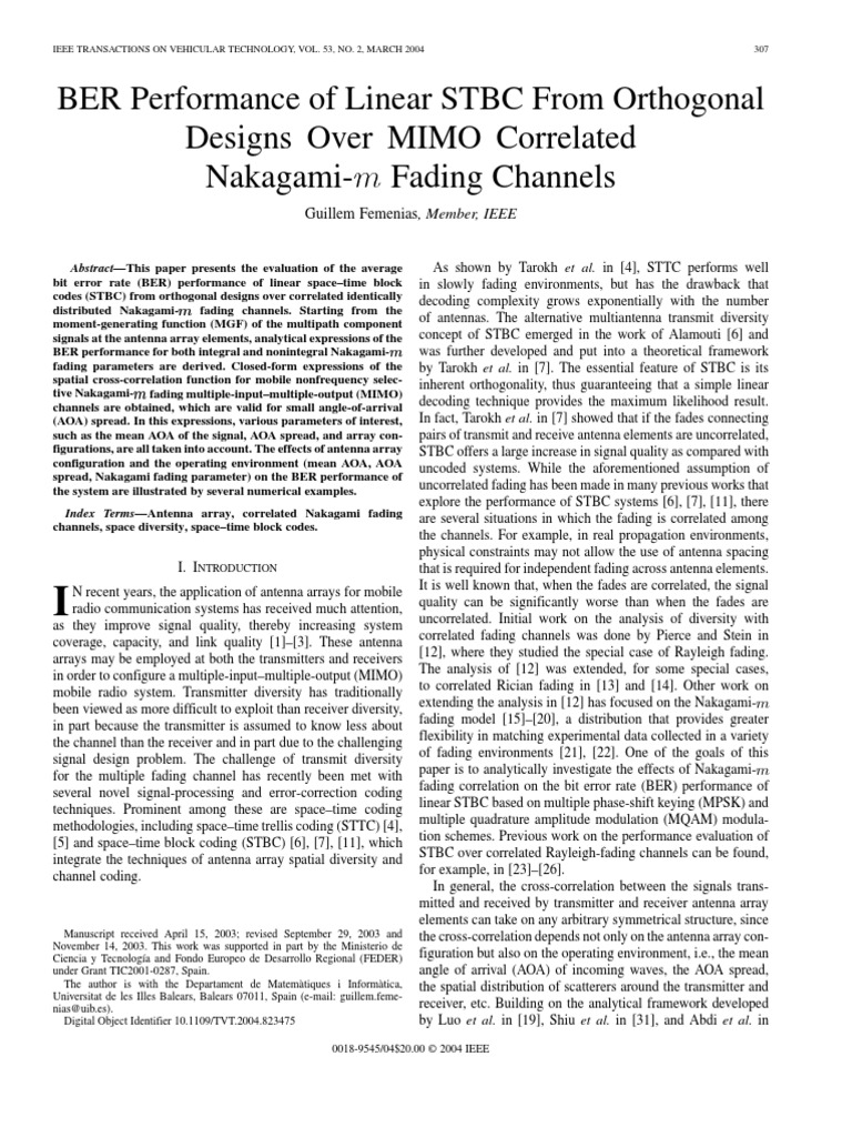 Nakagami-M Fading Channels | PDF | Mimo | Antenna (Radio)