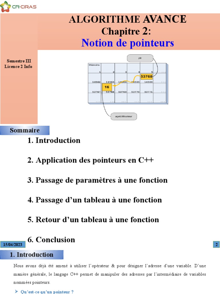 2 - Notion de Pointeurs | PDF | Pointeur (programmation) | Variable (informatique)