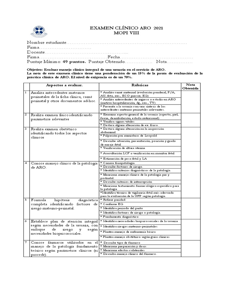 Examen Clinico Aro | Descargar gratis PDF | Medicina | Especialidades ...