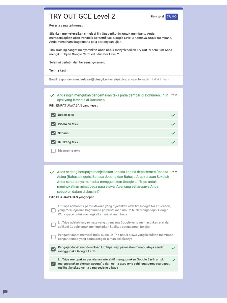 TRY OUT GCE Level 2.FIX | PDF