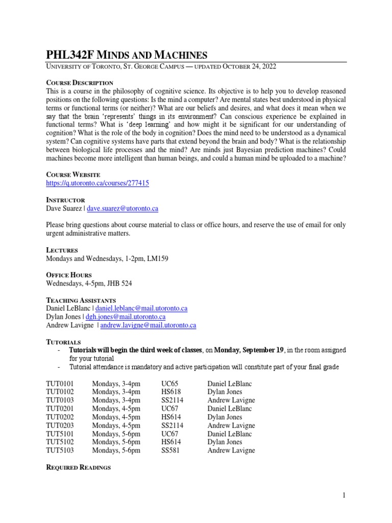 Suarez - PHL342F (2022) - Minds and Machines - Syllabus | PDF | Mind ... Suarez - PHL342F (2022) - Minds and Machines - Syllabus | PDF | Mind ...