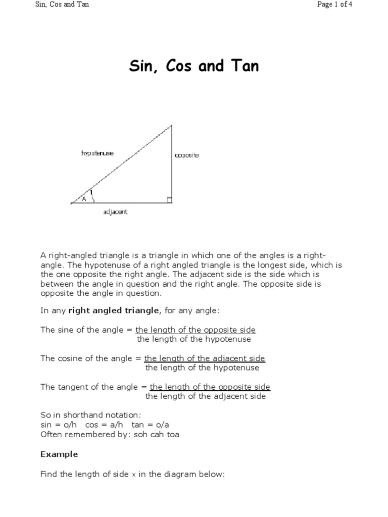 Sin, Cos and Tan: Example | Download Free PDF | Trigonometric Functions ...