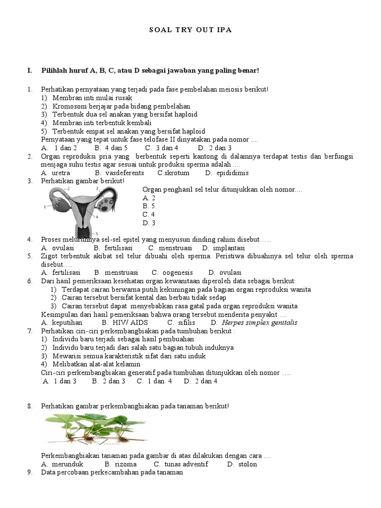 Soal Try Out Ipa KLS 9 K13 | PDF