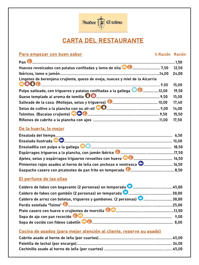 Carta Restaurante: Platos y Menús Especiales | PDF | Postres | Alimentos