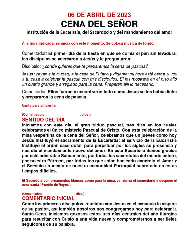 Jueves Santo | PDF | eucaristía | Misa (liturgia)