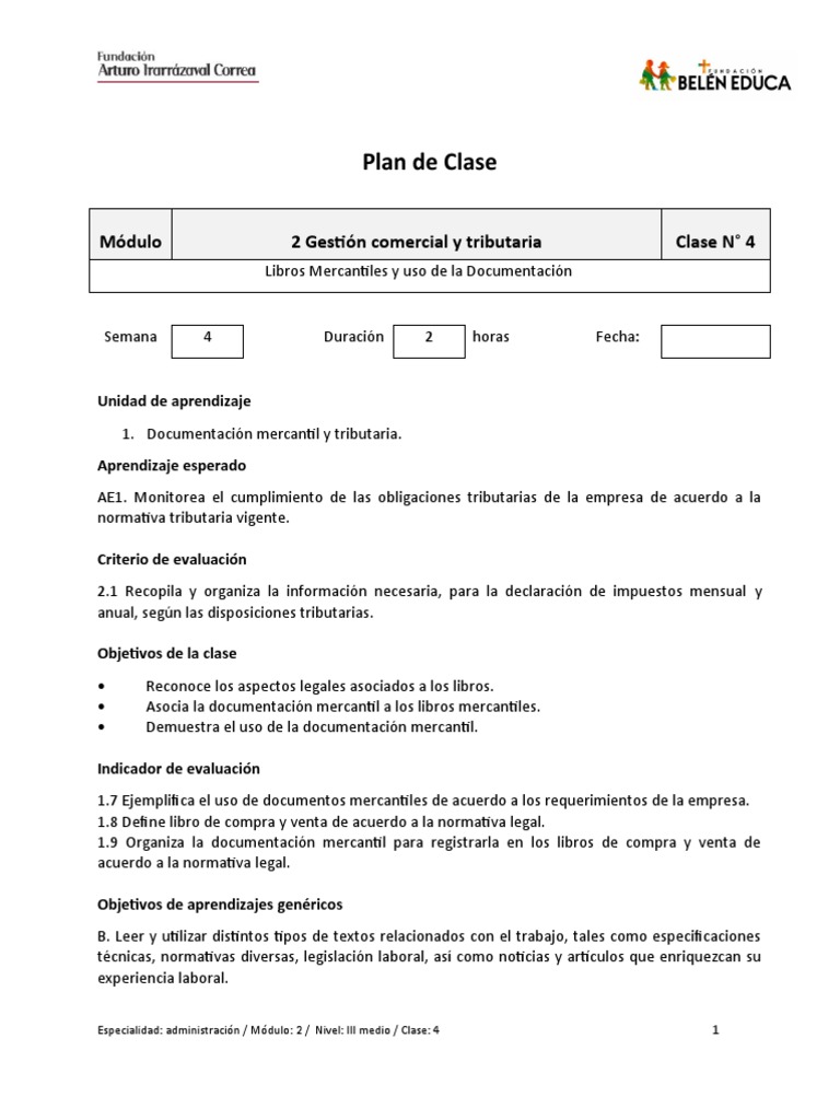 Plan de Clase | PDF | Evaluación