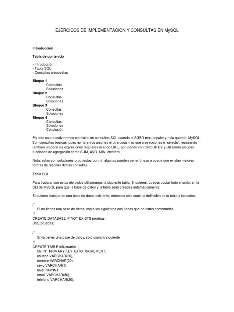 Ejercicios de Consultas Con My SQL-1 | PDF | SQL | Bases de datos
