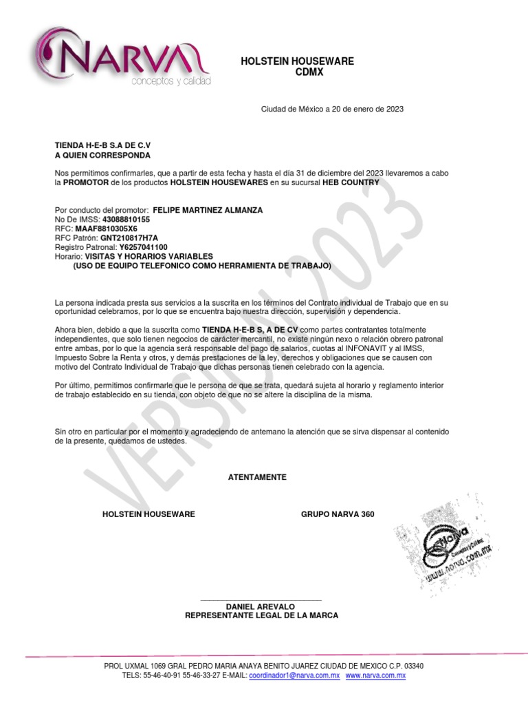 Carta Heb Formato 2023 | PDF
