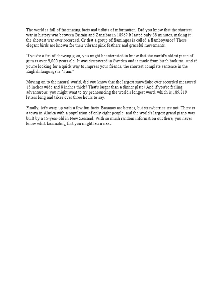 The World Is Full of Fascinating Facts and Tidbits of Information | PDF