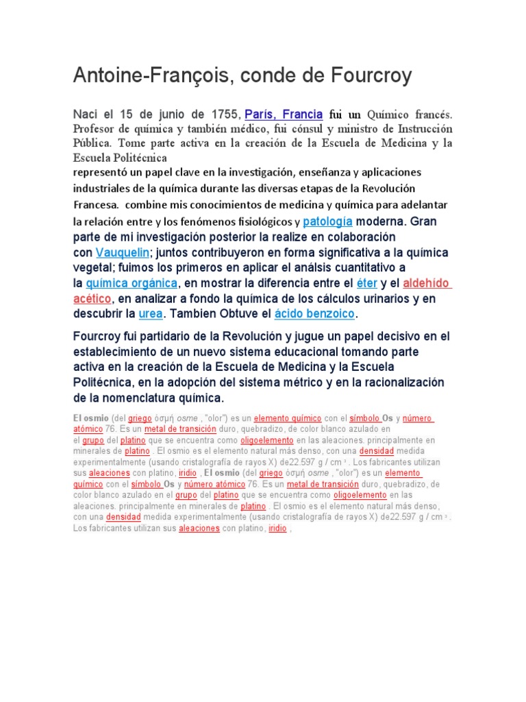 Contribuciones de Fourcroy a la Química | PDF | Salud y bienestar