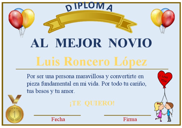 Diploma para Mi Novio | PDF