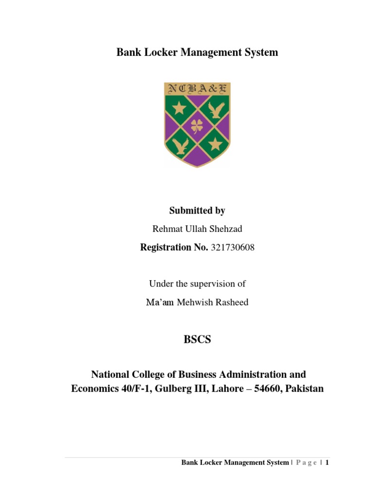 Final Year Project Documentation Bank Locker Management System | PDF ...