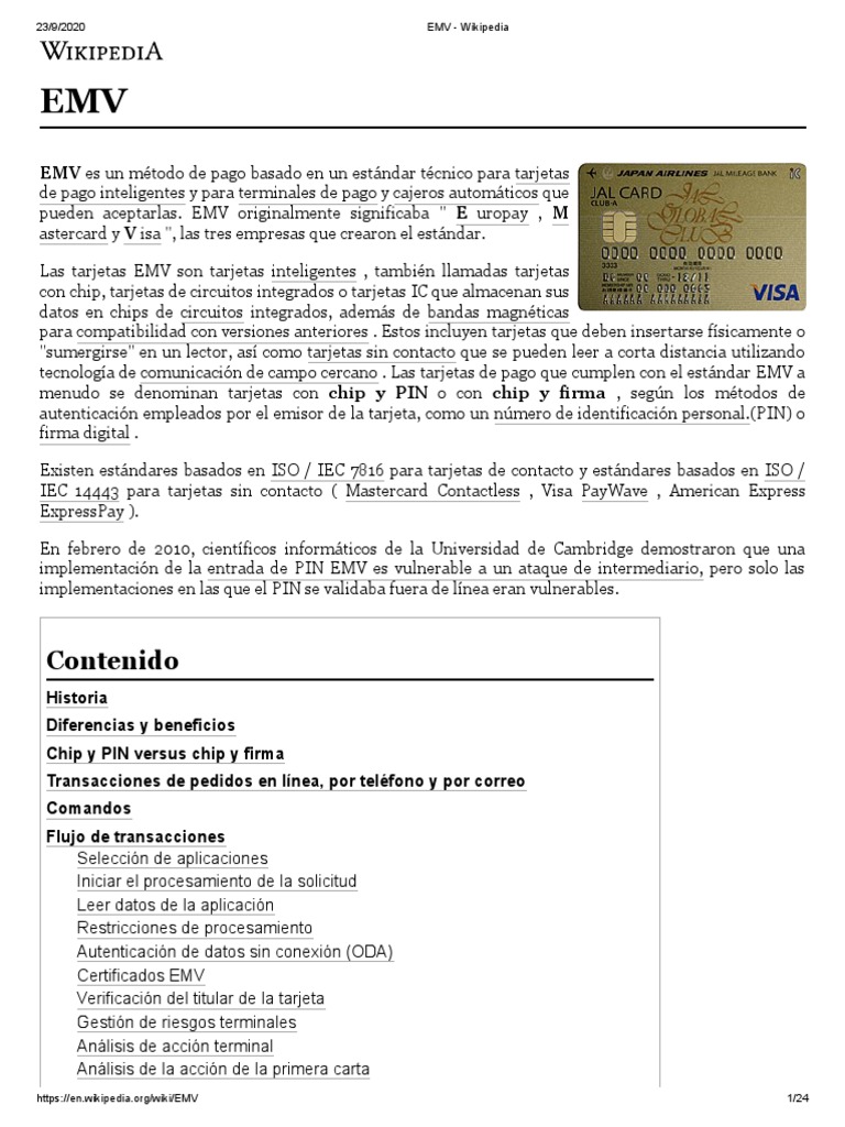 EMV - Wikipedia daTA CC | PDF | Emv | Tecnología bancaria