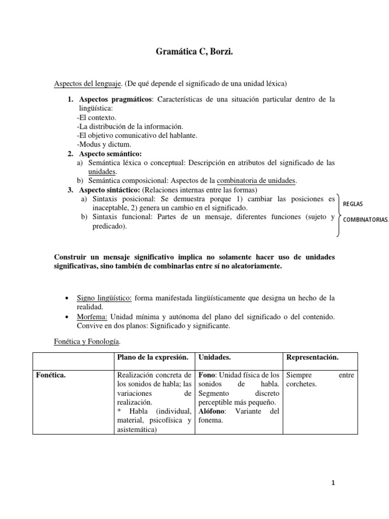 Gramática C, Borzi.: Reglas Combinatorias | Descargar gratis PDF ...