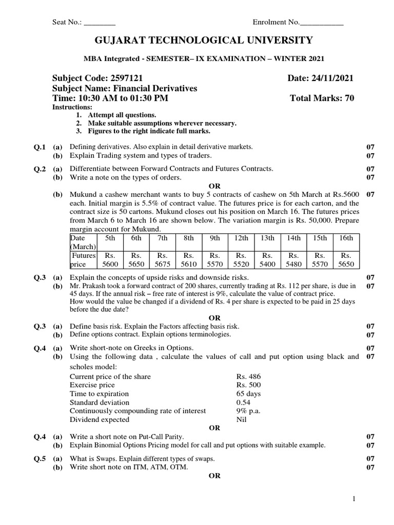 Old Paper 2597121 | PDF | Option (Finance) | Futures Contract