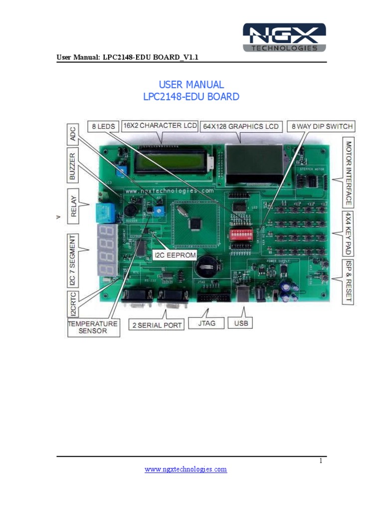 User Manual: LPC2148-EDU BOARD - V1.1 | PDF | Digital Electronics | Areas Of Computer Science