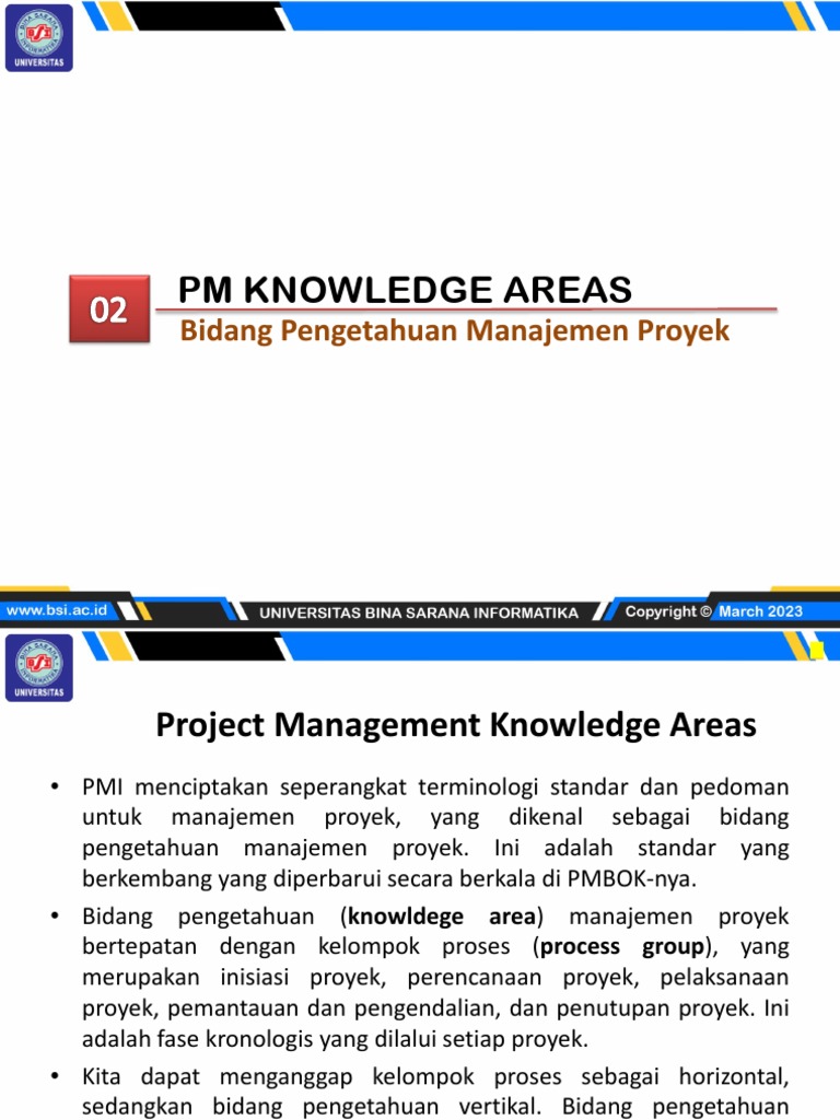 PM Knowledge Areas: Bidang Pengetahuan Manajemen Proyek | PDF