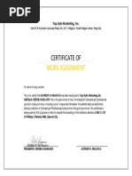 Certificate of Work Assignment | PDF