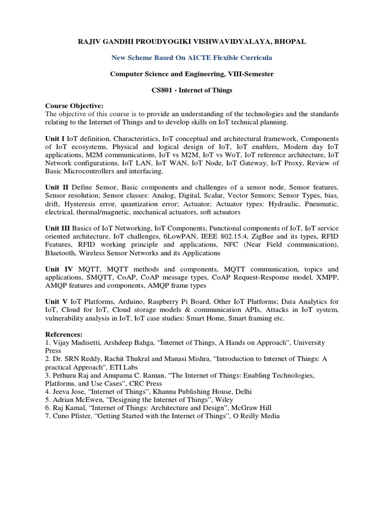 Syllabus 8TH Sem | PDF | Internet Of Things | Cloud Computing