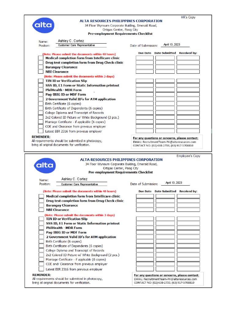 Ashley Job Offer Forms (Part 1) | PDF | Consent | Employment