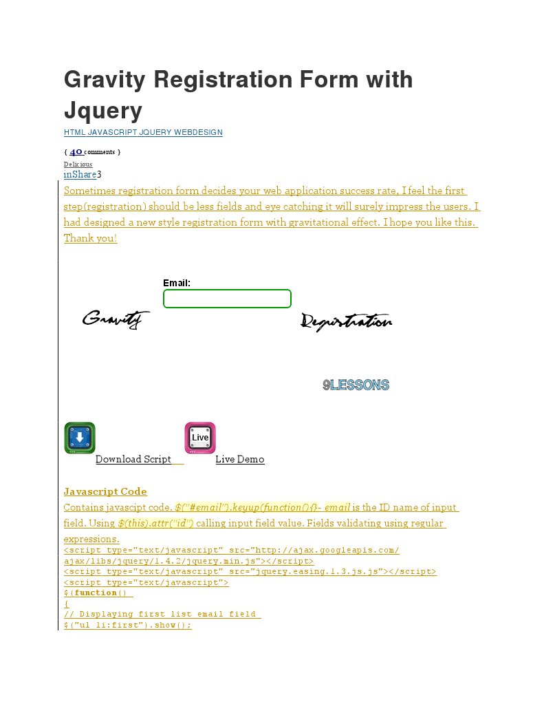 Gravitational Registration Form: A jQuery Registration Form with Field ...