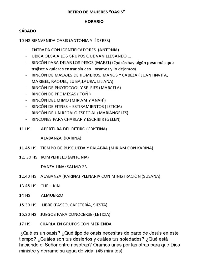 Programa C Retiro de Mujeres | PDF