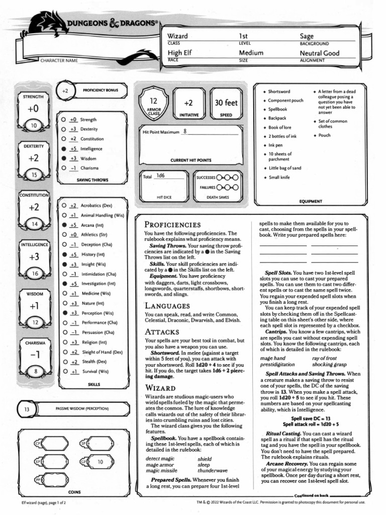 30 Feet: High Elf Medium | PDF | Elf (Dungeons & Dragons) | Dungeons ...