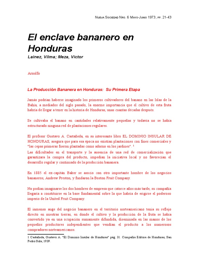 Auge del Enclave Bananero en Honduras | PDF