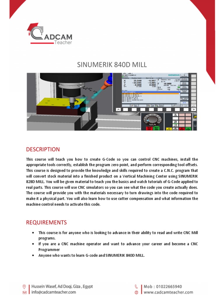 Creating and Simulating CNC Programs for a Vertical Machining Center using SINUMERIK 840D MILL ...