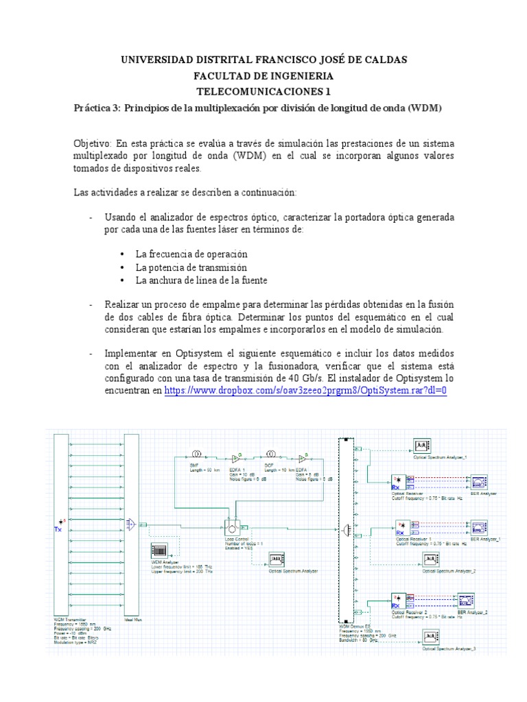 Práctica 3: Principios de La Multiplexación Por División de Longitud de Onda (WDM) | PDF ...