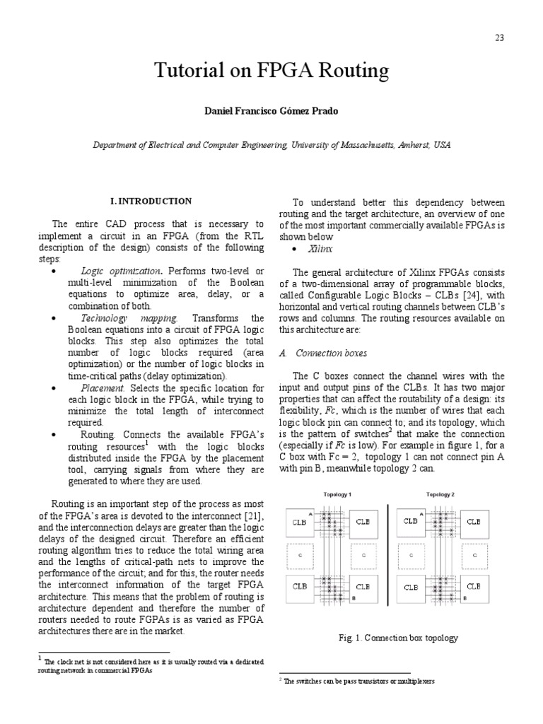 Tutorial On Fpga Routing Pdf Field Programmable Gate Array Routing