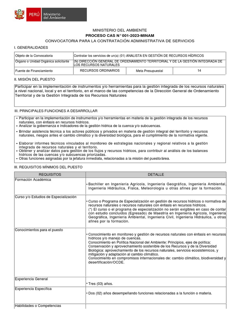 Proceso Cas #001-2023-Minam | PDF | Entorno natural | Ciencias de la Tierra