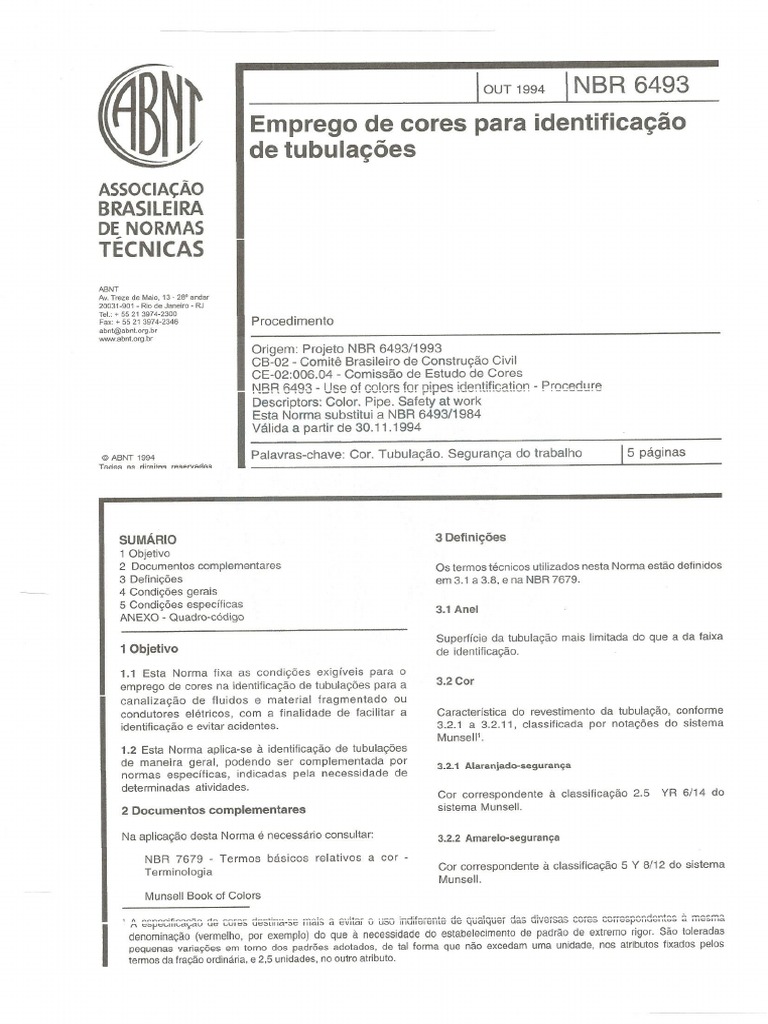 NBR 6493 - Cores Das Tubulações | PDF