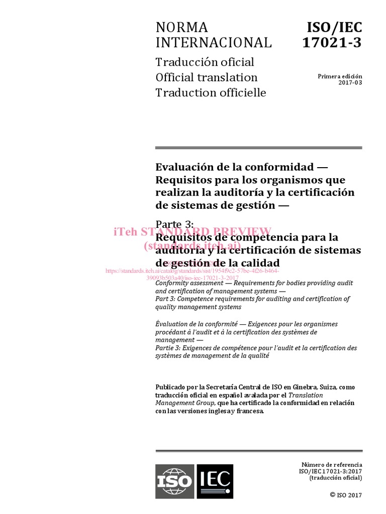 Iso Iec 17021 3 2017 | PDF | Organización internacional para la ...