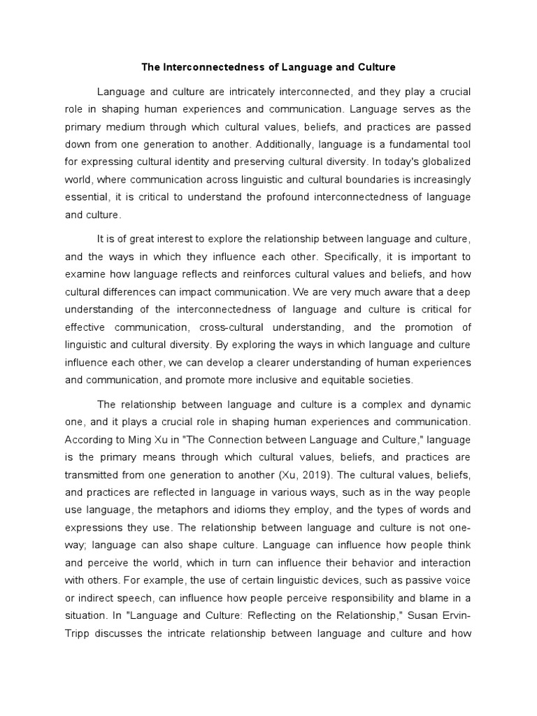 The Interconnectedness of Language and Culture - TERM PAPER | PDF ...