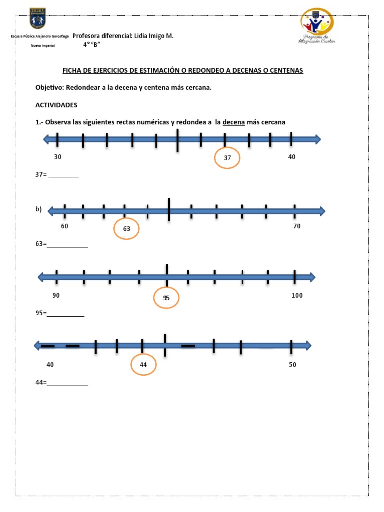 FICHA ESTIMACIÓN O REDONDEO A DECENAS O CENTENAS 3 Junio | PDF