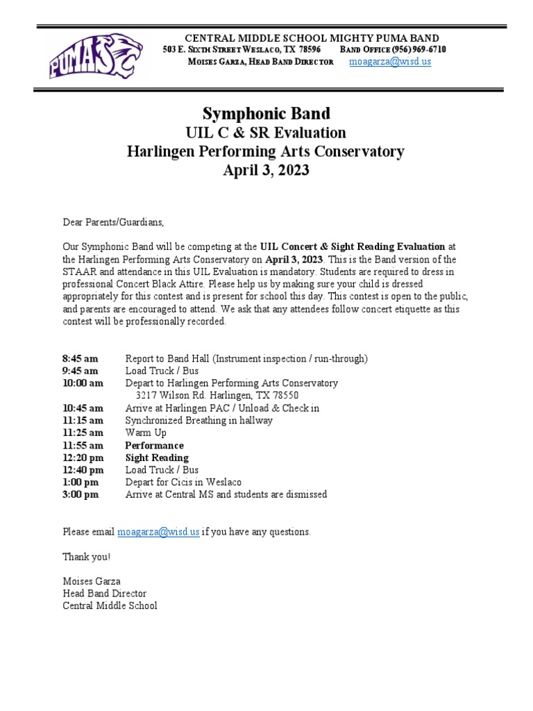 UIL - Symphonic Band | PDF