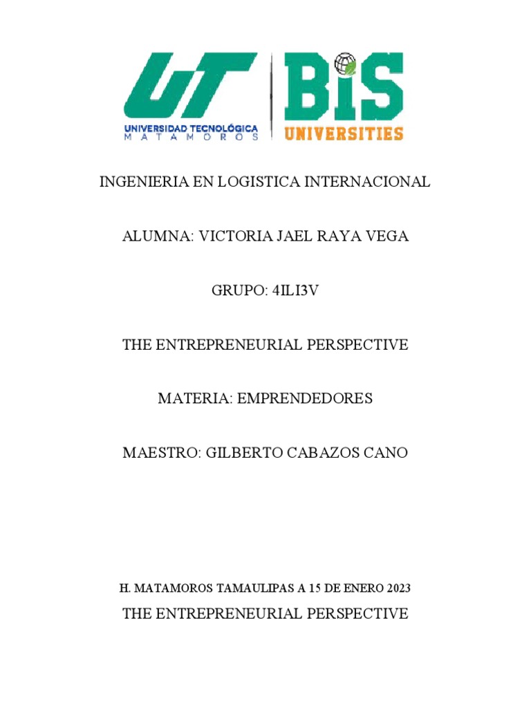 The Entrepreneurial Perspective Pdf Entrepreneurship Business