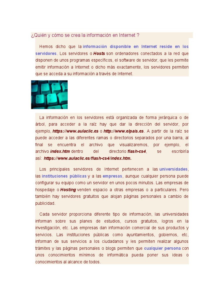 ¿Quién y Cómo Se Crea La Información en Internet | PDF | Internet ...