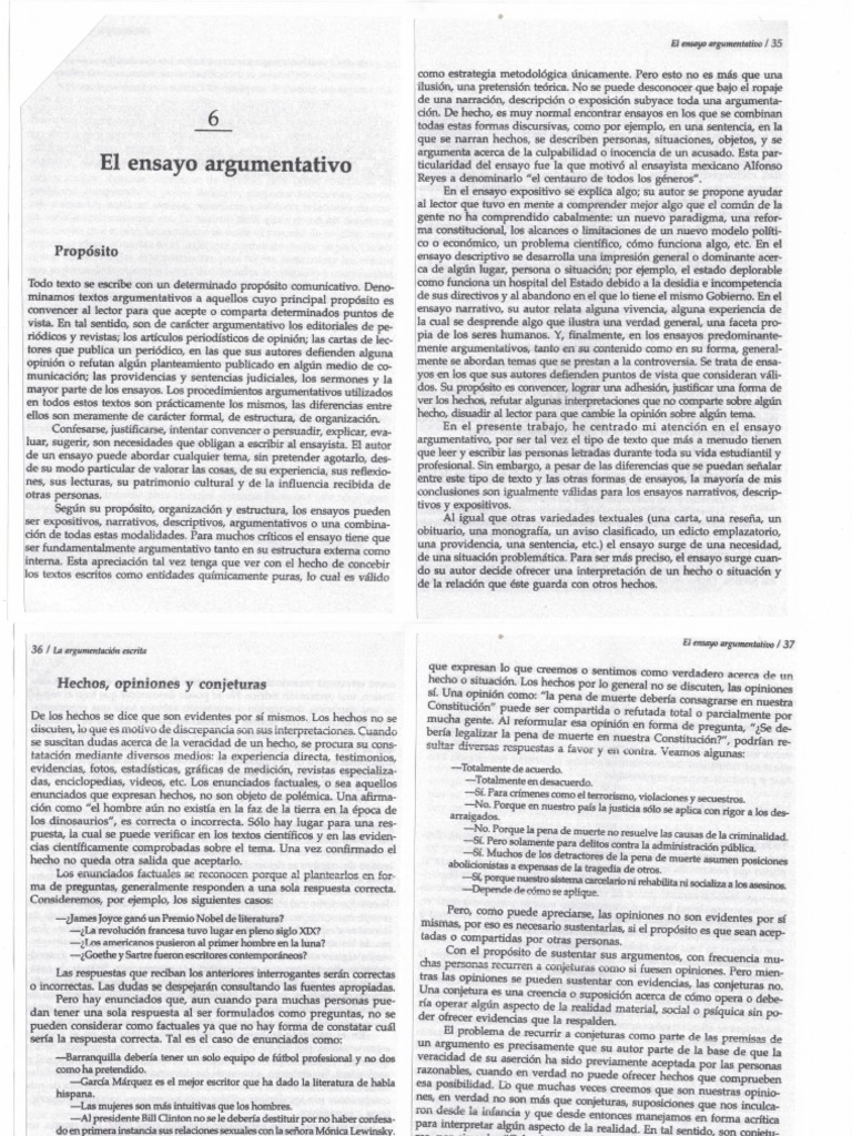 El Ensayo Argumentativo | PDF