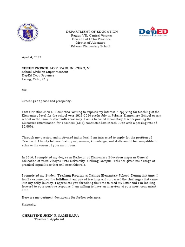 Teaching Letter of Intent | PDF | Self-Improvement | Wellness