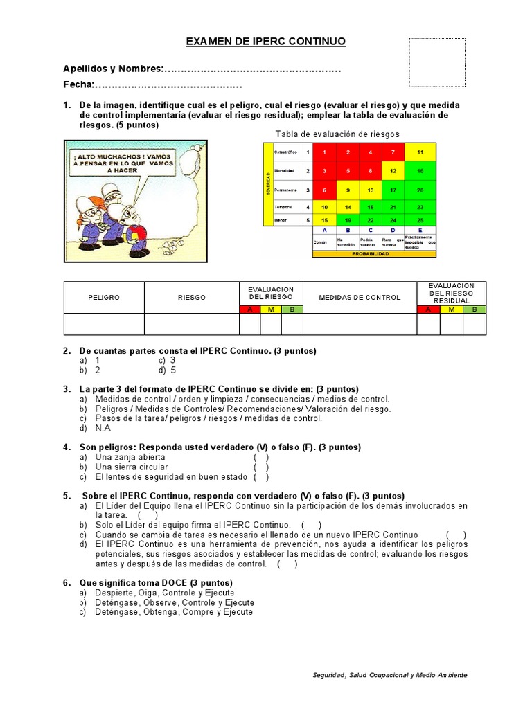 Examen - IPERC CONTINUO | PDF