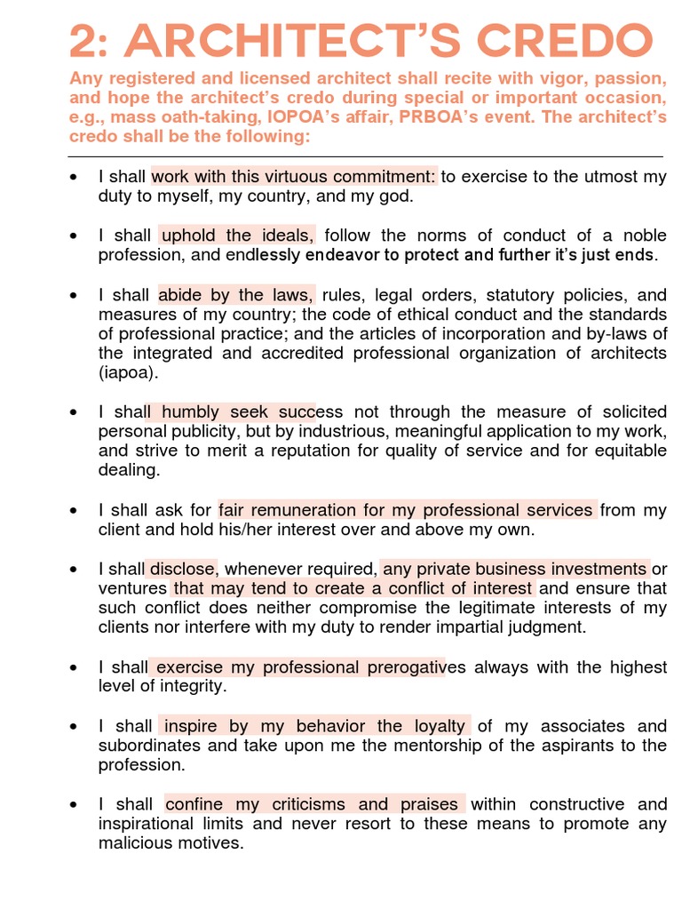 Architect's Credo and Code of Ethics | PDF | Justice | Crime & Violence