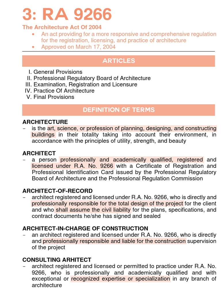 Architecture - APP2 - RA 9266 | PDF | Architect | Licensure