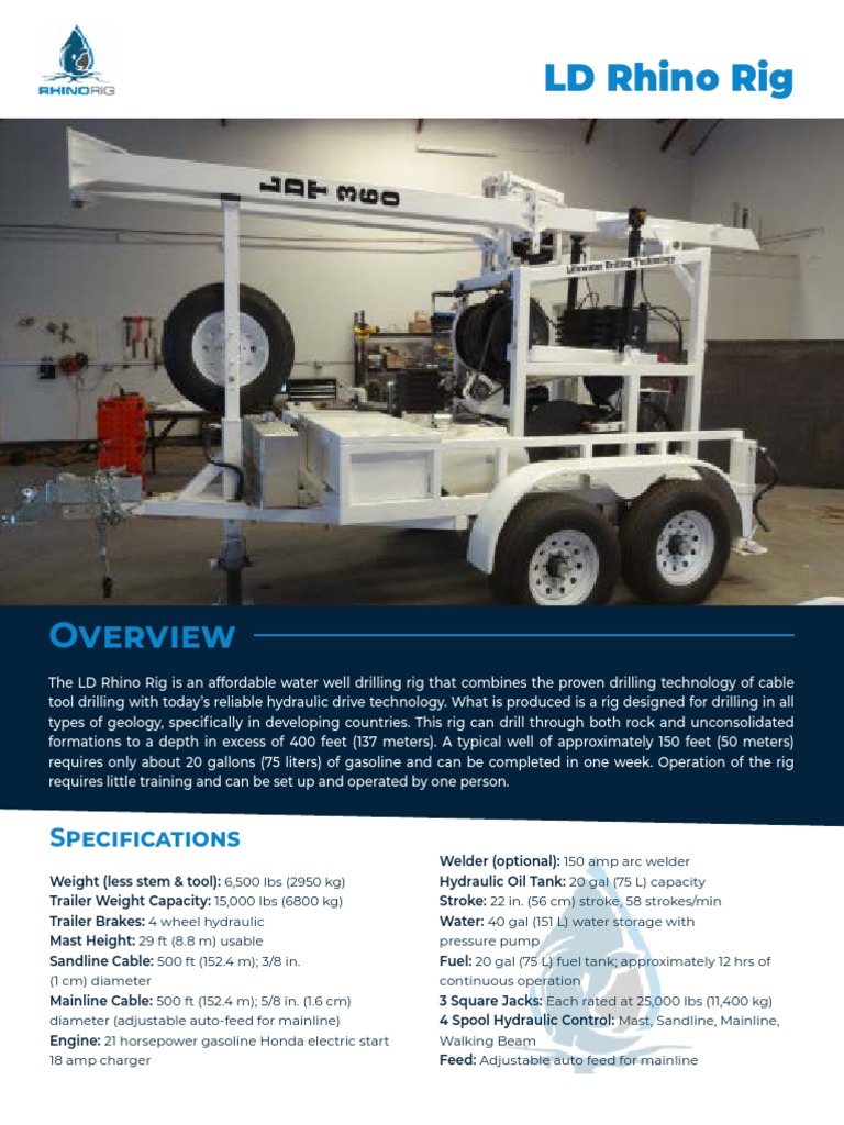 LD Rhino Rig Affordable Water Well Drilling Rig | PDF | Drilling Rig ...