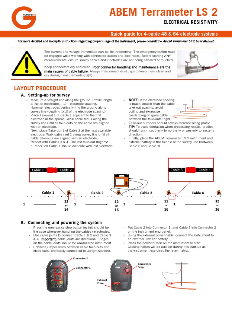 Terrameter LS 2 Quick Start Guide 4x12 4x16 Electrode | PDF | Computer Keyboard | Usb