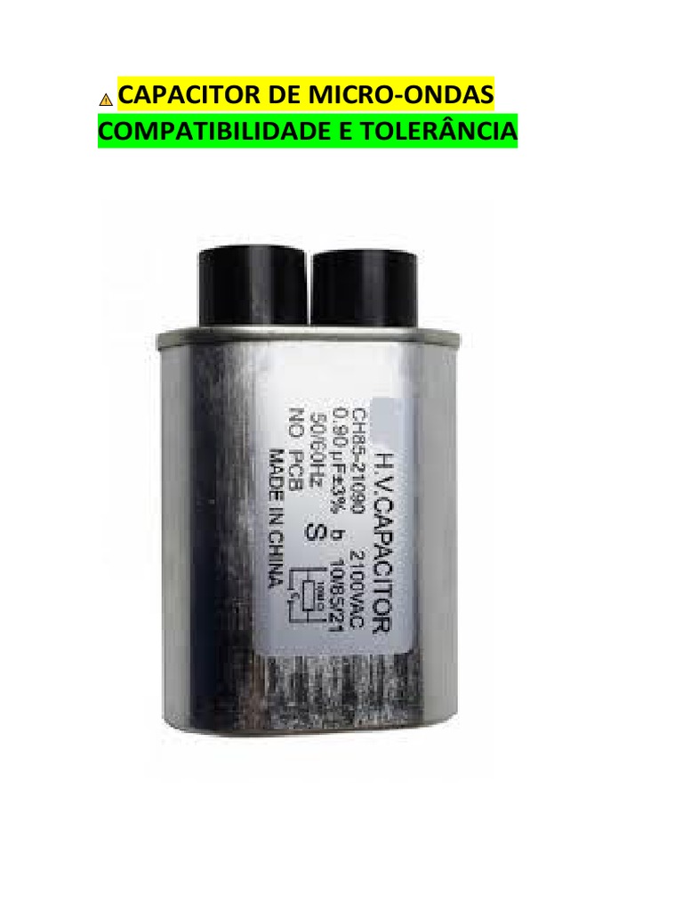 Compatibilidade de Capacitores para Micro-ondas | PDF | Capacitor ...