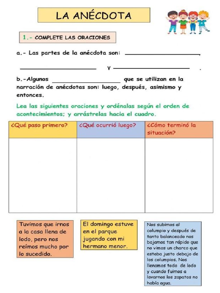 Ficha de Aplicación Sobre La Anécdota | PDF